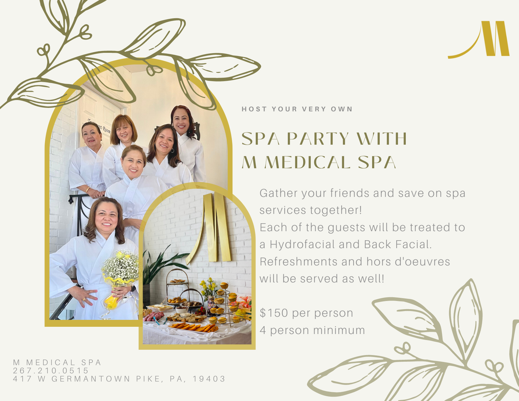 book a spa party - M Medical Spa